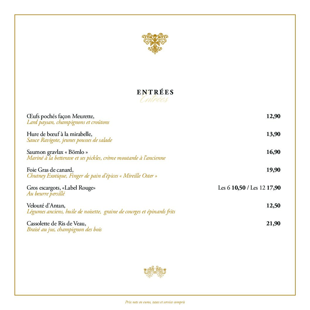 Le Grand Café Foy- La Carte